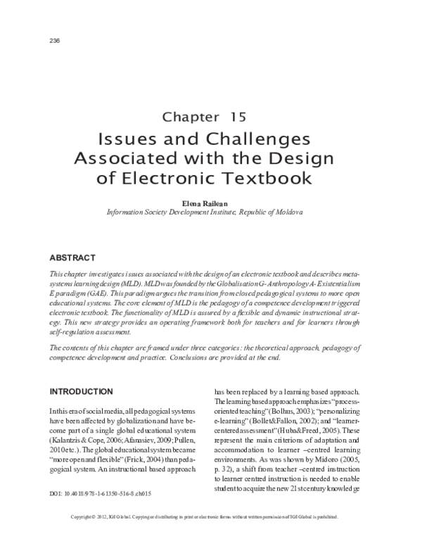 (PDF) Issues and Challenges Associated with the Design of Electronic ...