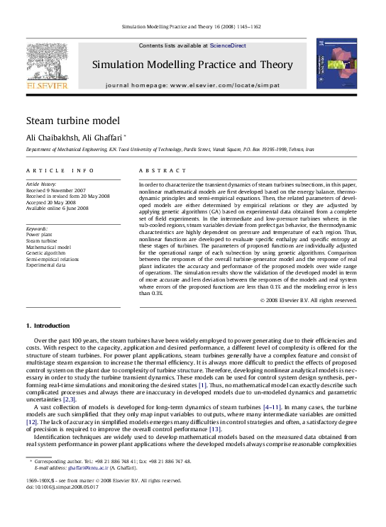 (PDF) Steam turbine model