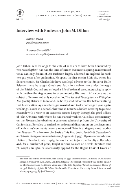 (PDF) Interview with Professor John M. Dillon