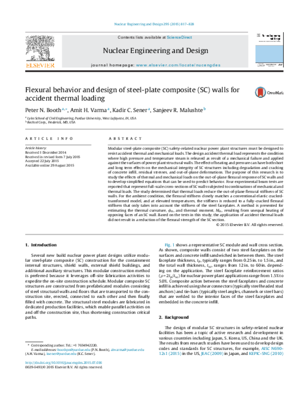 (PDF) Flexural behavior and design of steel-plate composite (SC) walls ...
