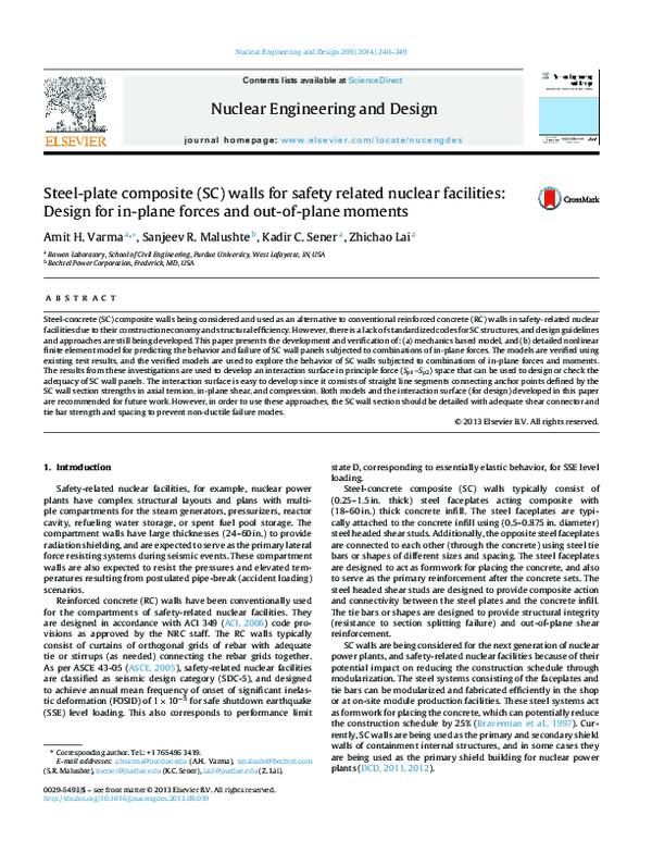 (PDF) Steel-plate composite (SC) walls for safety related nuclear ...