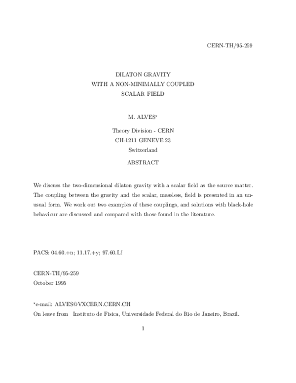 (PDF) Dilaton Gravity with a Nonminimally Coupled Scalar Field