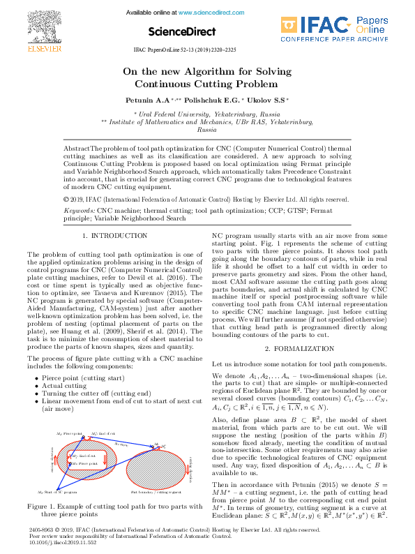 (PDF) On the new Algorithm for Solving Continuous Cutting Problem