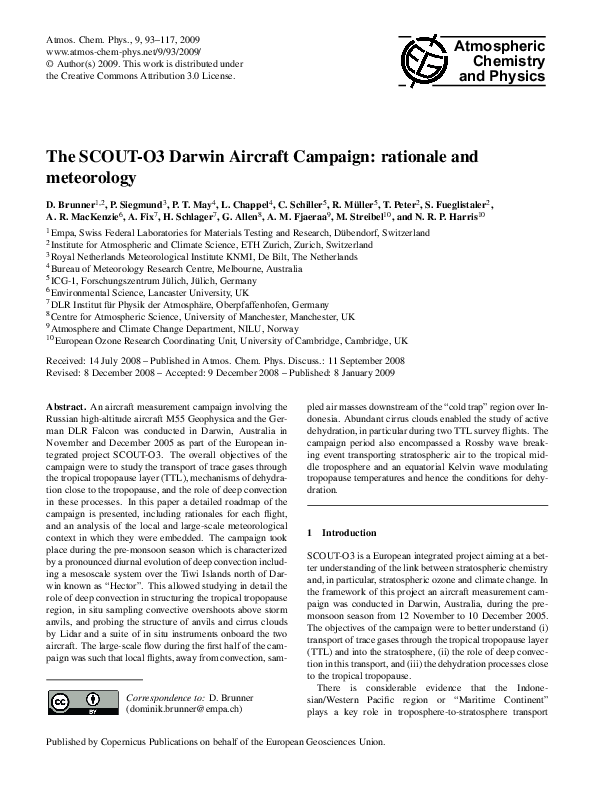 (PDF) Atmospheric Chemistry and Physics The SCOUT-O3 Darwin Aircraft ...