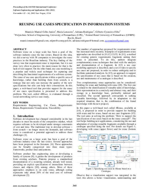 (PDF) Reusing Use Cases Specification in Information Systems