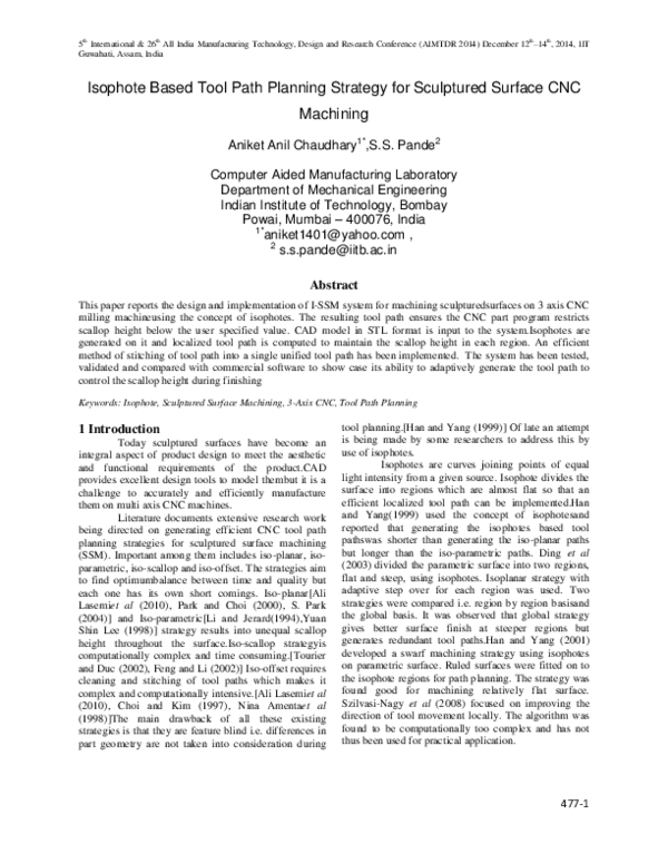 (PDF) Isophote Based Tool Path Planning Strategy for Sculptured Surface ...