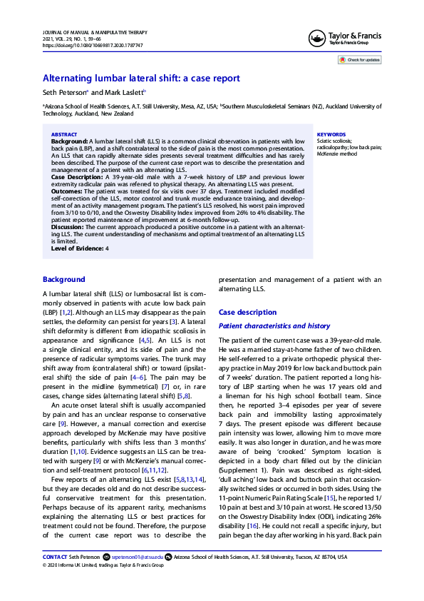 (PDF) Alternating lumbar lateral shift: a case report