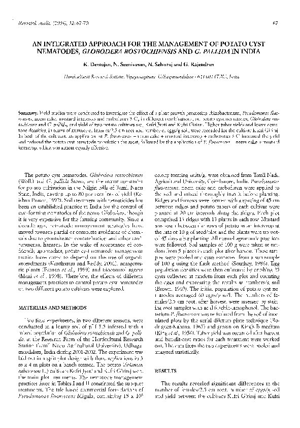 (PDF) An integrated approach for the management of potato cyst ...