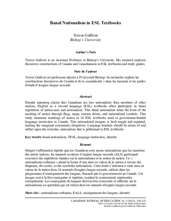 (PDF) Banal nationalism in ESL textbooks