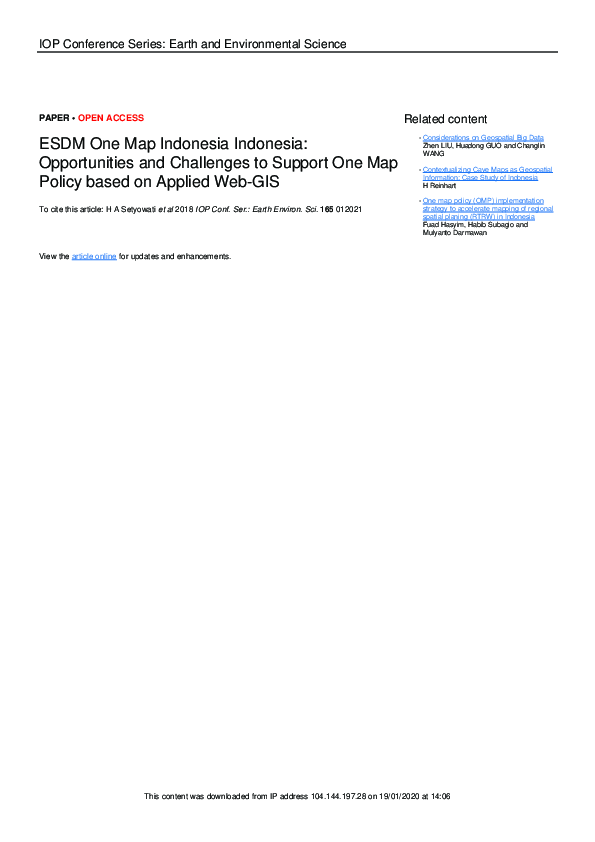 (PDF) ESDM One Map Indonesia Indonesia: Opportunities and Challenges to ...