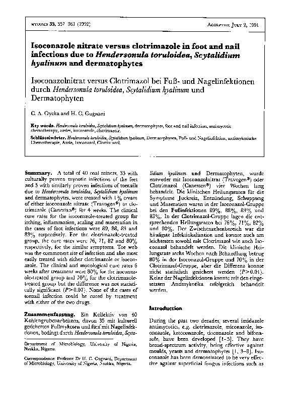 (PDF) Isoconazole nitrate versus clotrimazole in foot and nail ...