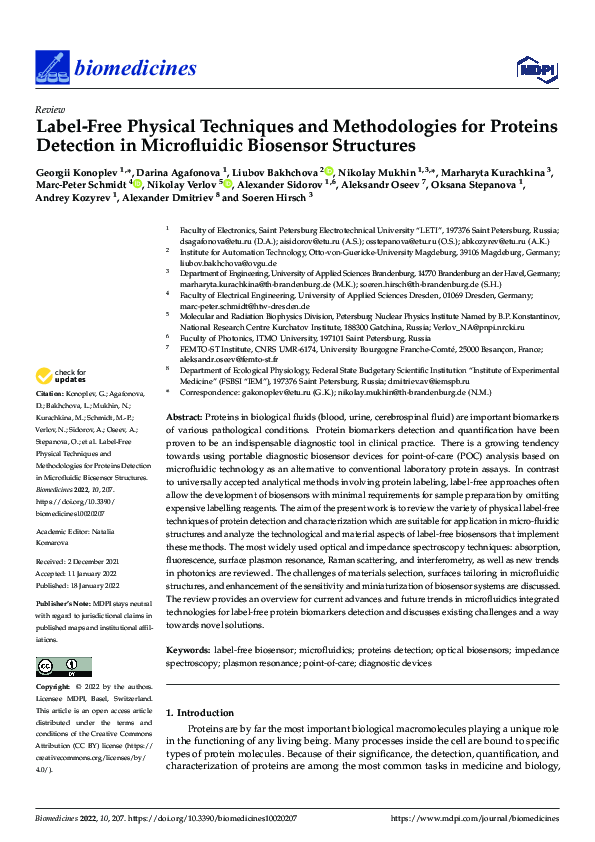 (PDF) Label-Free Physical Techniques and Methodologies for Proteins ...