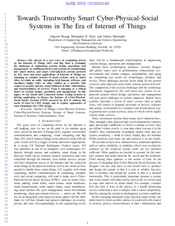 (PDF) Towards trustworthy smart cyber-physical-social systems in the ...