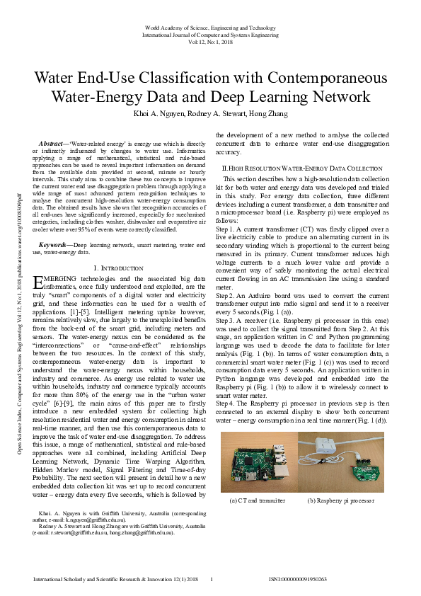 (PDF) Water End-Use Classification With Contemporaneous Water-Energy ...