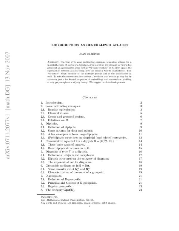(PDF) Lie groupoids as generalized atlases
