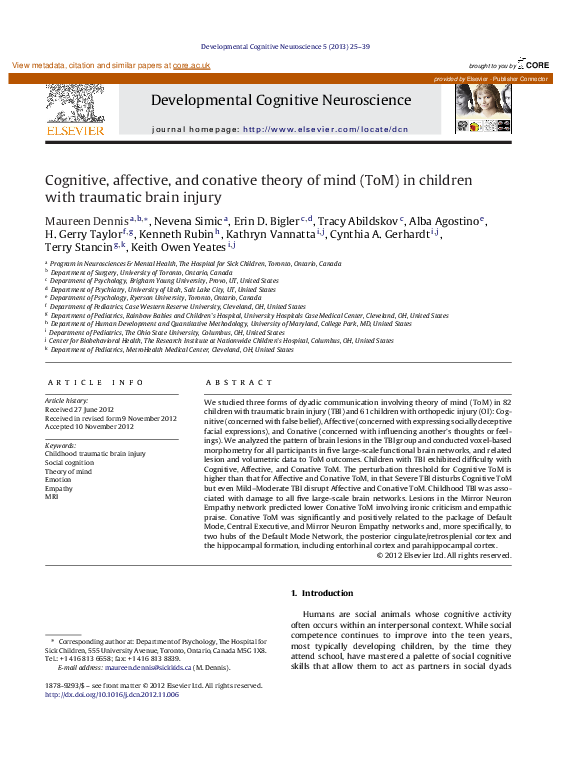 (PDF) Cognitive, affective, and conative theory of mind (ToM) in ...