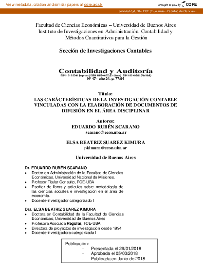 (PDF) Las características de la investigación contable vinculadas con ...
