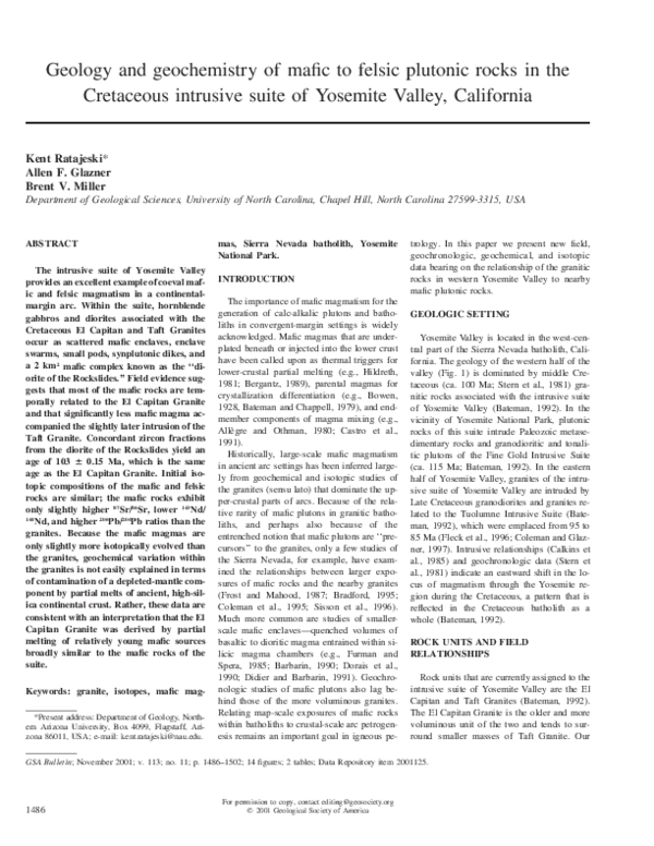 (PDF) Geology and geochemistry of mafic to felsic plutonic rocks in the ...