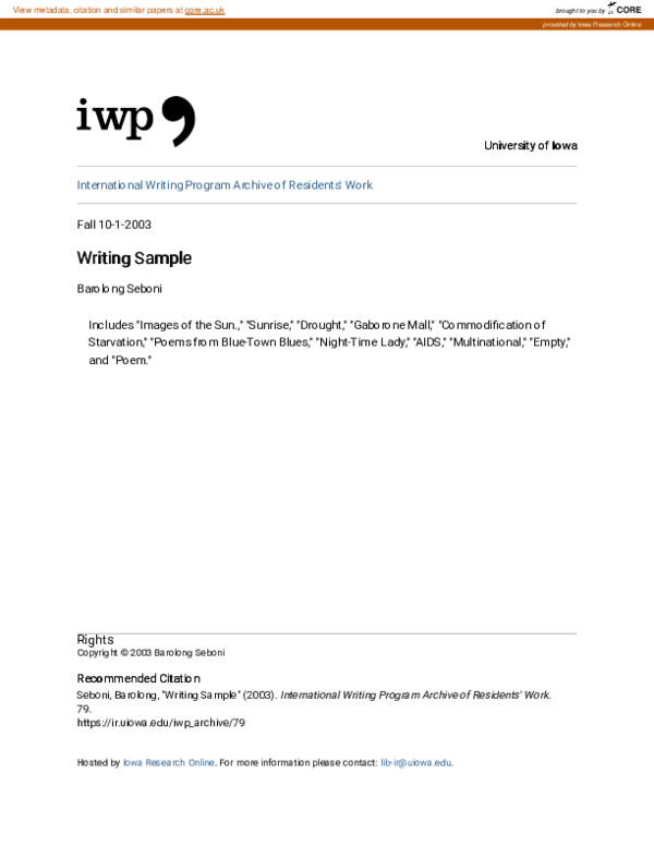 (PDF) Writing Sample