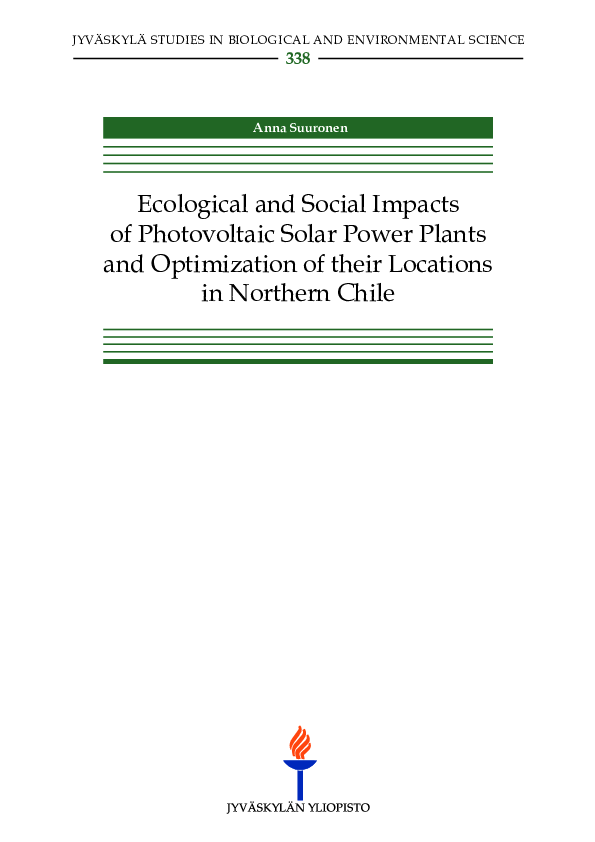 (PDF) Ecological and social impacts of photovoltaic solar power plants ...
