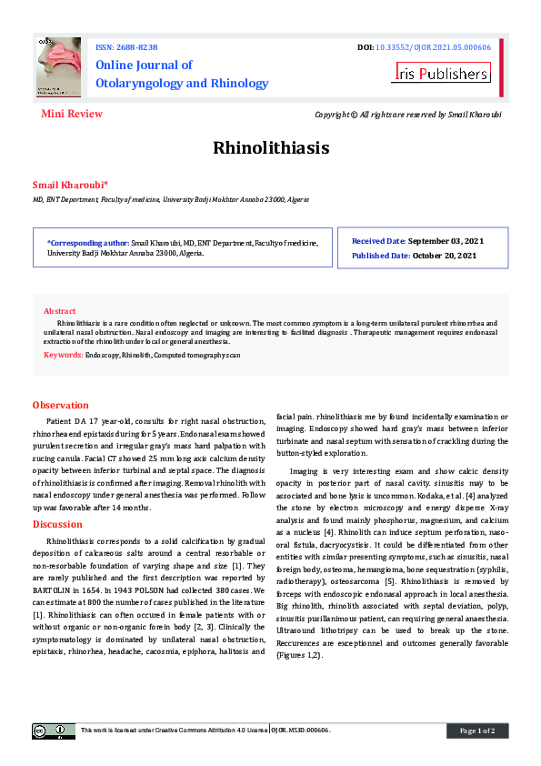 (PDF) Rhinolithiasis