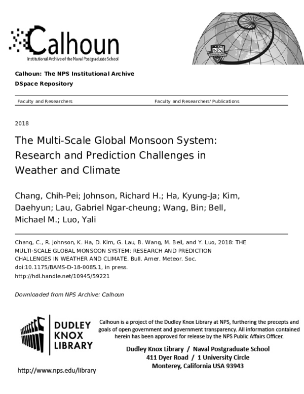 (PDF) The Multiscale Global Monsoon System: Research and Prediction ...