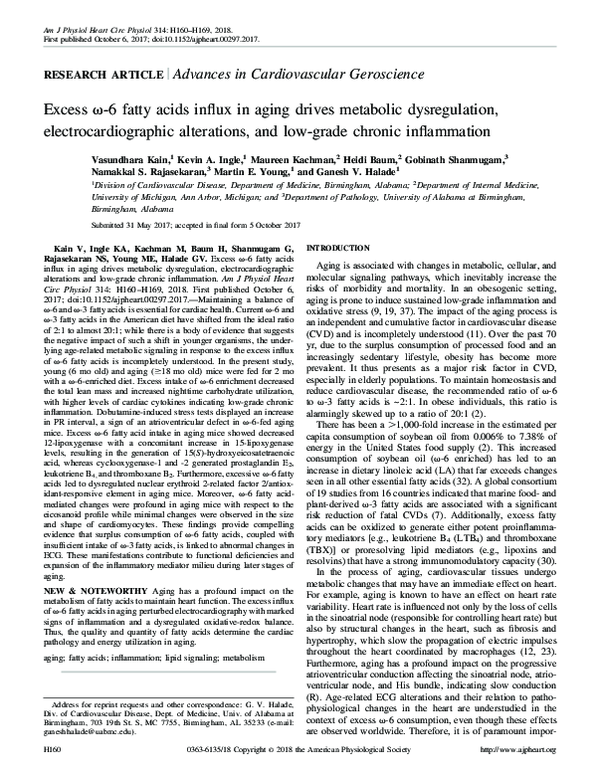 (PDF) Excess Omega-6 Fatty Acids Influx in Aging Drives Metabolic ...