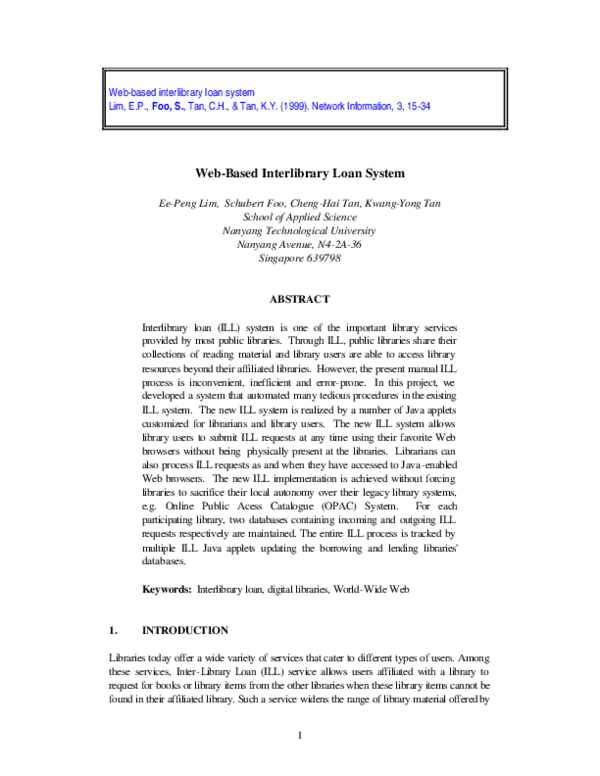 (PDF) Web-based interlibrary loan system