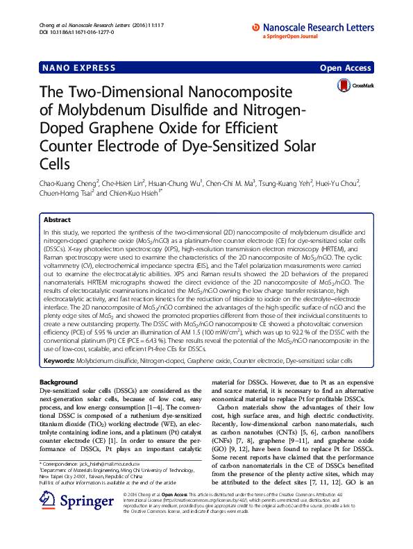 (PDF) The Two-Dimensional Nanocomposite of Molybdenum Disulfide and ...