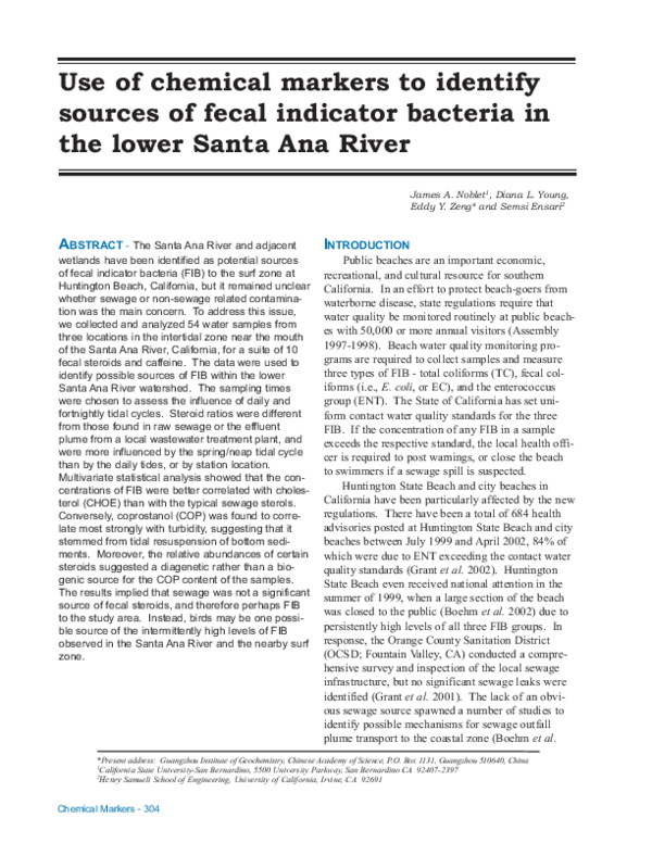 (PDF) Use of chemical markers to identify sources of fecal indicator ...