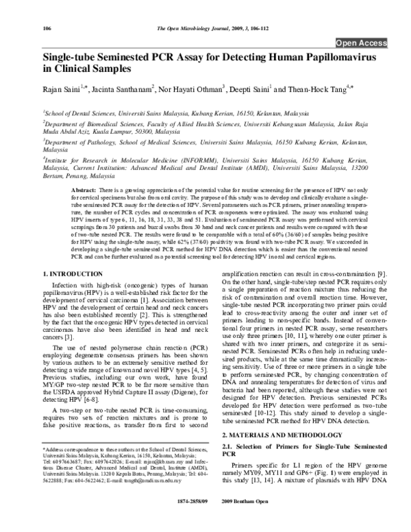 (PDF) Single-tube Seminested PCR Assay for Detecting Human ...