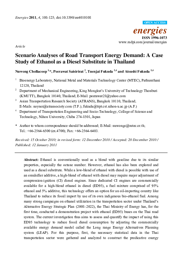 (PDF) Scenario Analyses of Road Transport Energy Demand: A Case Study ...