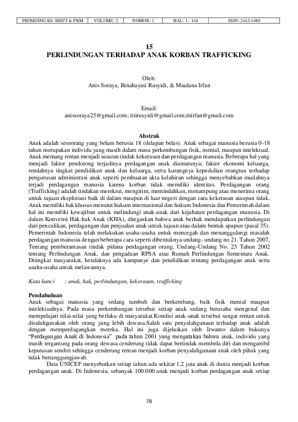 (PDF) Perlindungan Terhadap Anak Korban Trafficking