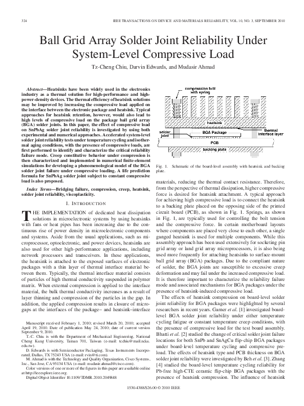 (PDF) Ball Grid Array Solder Joint Reliability Under System-Level ...