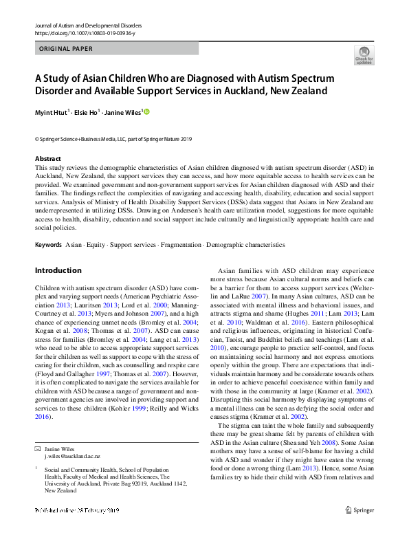 (PDF) A Study of Asian Children Who are Diagnosed with Autism Spectrum ...