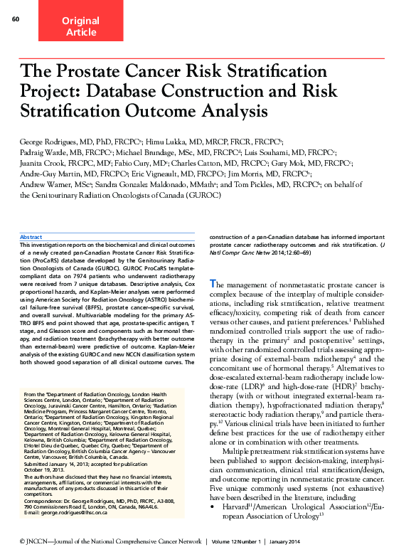 (PDF) The Prostate Cancer Risk Stratification (ProCaRS) Project ...