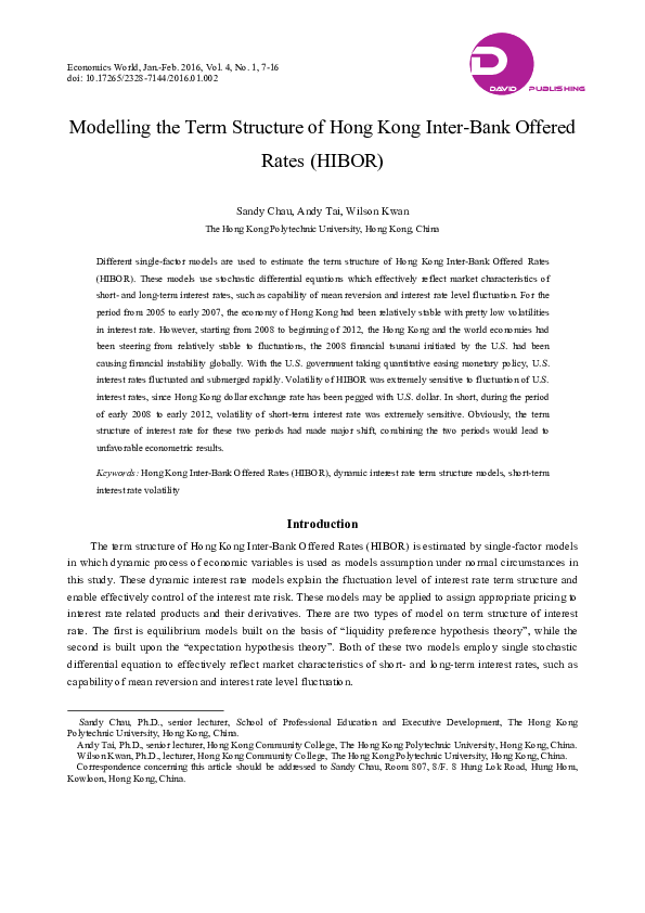 (PDF) Modelling the Term Structure of Hong Kong Inter-Bank Offered ...