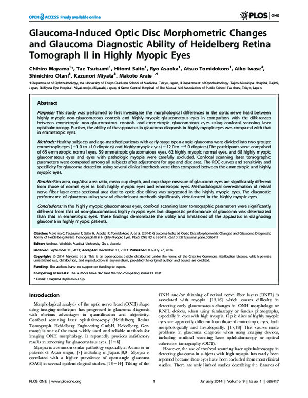 (PDF) Optic Disc Changes and Glaucoma Diagnosis in Myopic Eyes