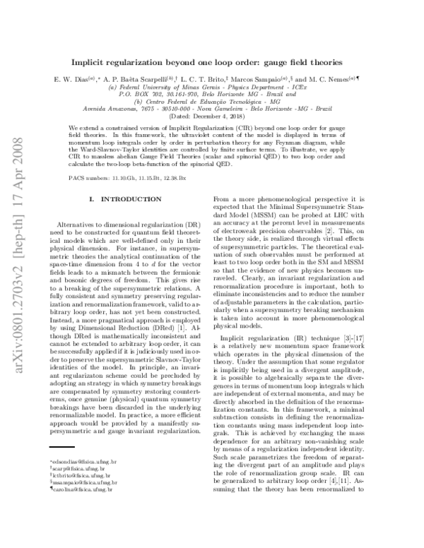 (PDF) Implicit regularization beyond one-loop order: gauge field theories