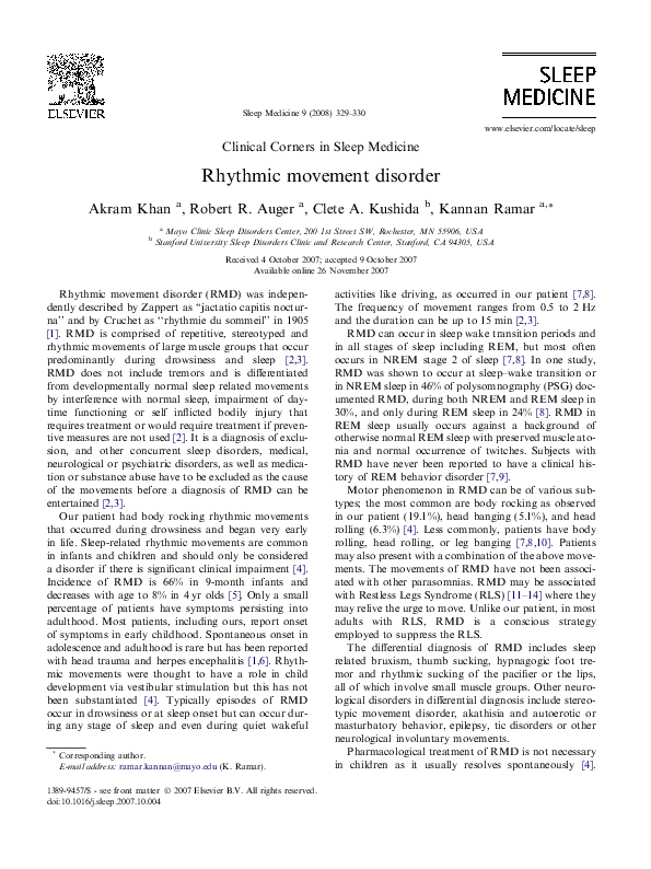 (PDF) Rhythmic movement disorder