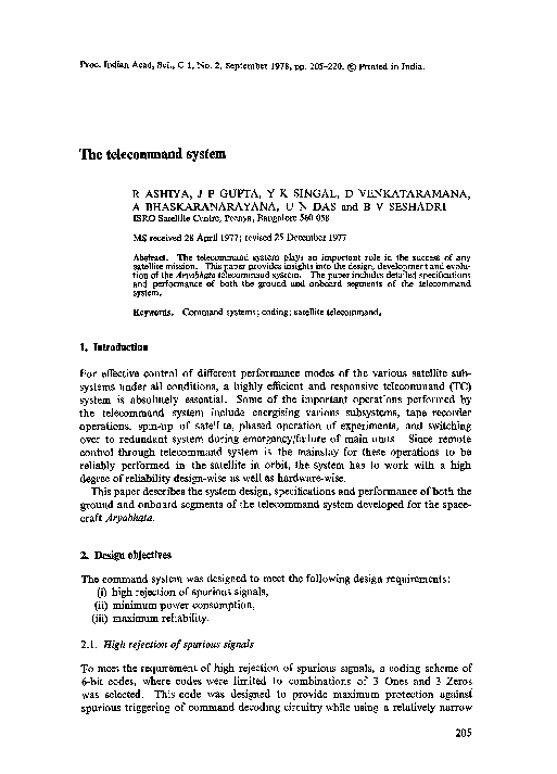 (PDF) The telecommand system
