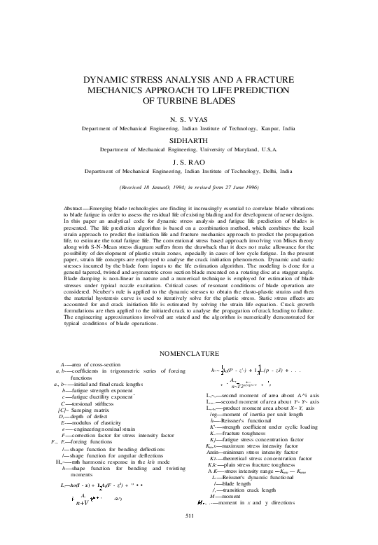 (PDF) Dynamic stress analysis and a fracture mechanics approach to life ...