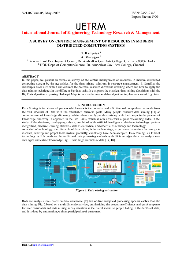 (PDF) A SURVEY ON CENTRIC MANAGEMENT OF RESOURCES IN MODERN DISTRIBUTED ...