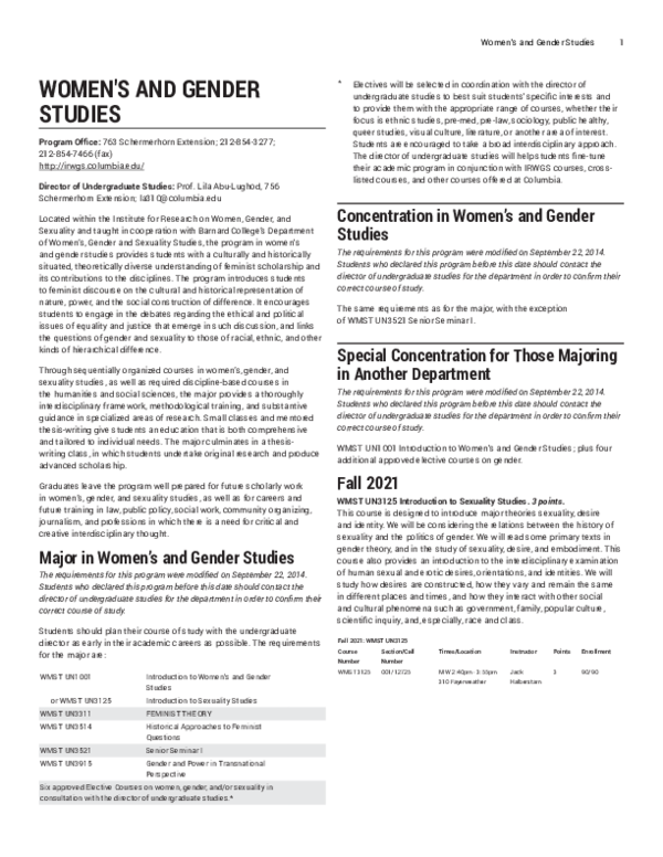 (PDF) Women’s and gender studies