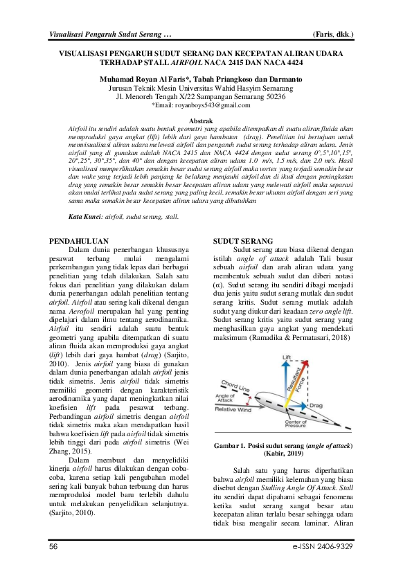 (PDF) Visualisasi Pengaruh Sudut Serang Dan Kecepatan Aliran Udara ...