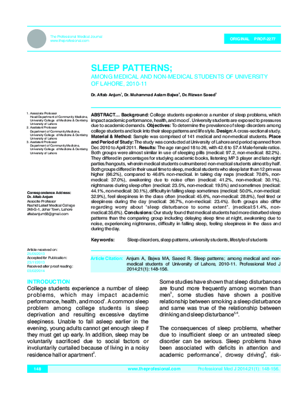(PDF) Sleep Patterns