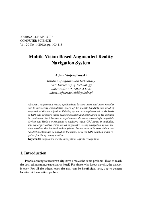 (PDF) Mobile vision based augmented reality navigation system