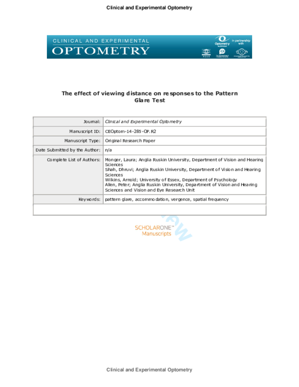 (PDF) The effect of viewing distance on responses to the pattern glare test