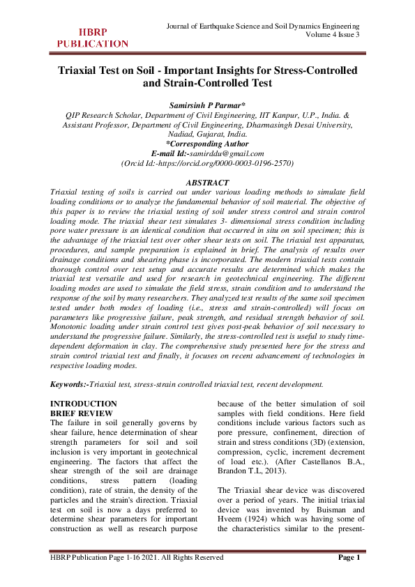(PDF) Triaxial Test on Soil - Important Insights for Stress-Controlled ...