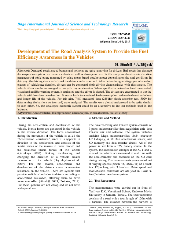 (PDF) Development of the road analysis system to provide the fuel ...